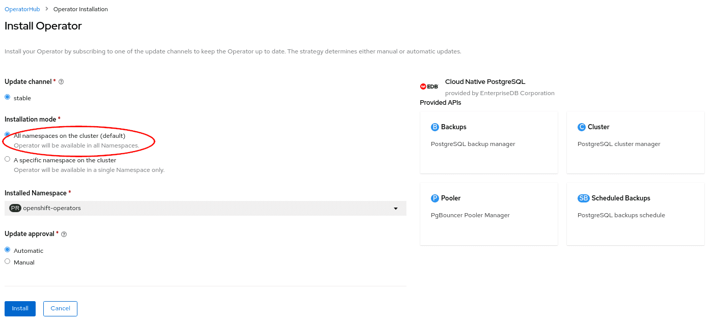 Edb Docs Edb Postgres® Ai For Cloudnativepg™ Cluster V1261 Red Hat Openshift