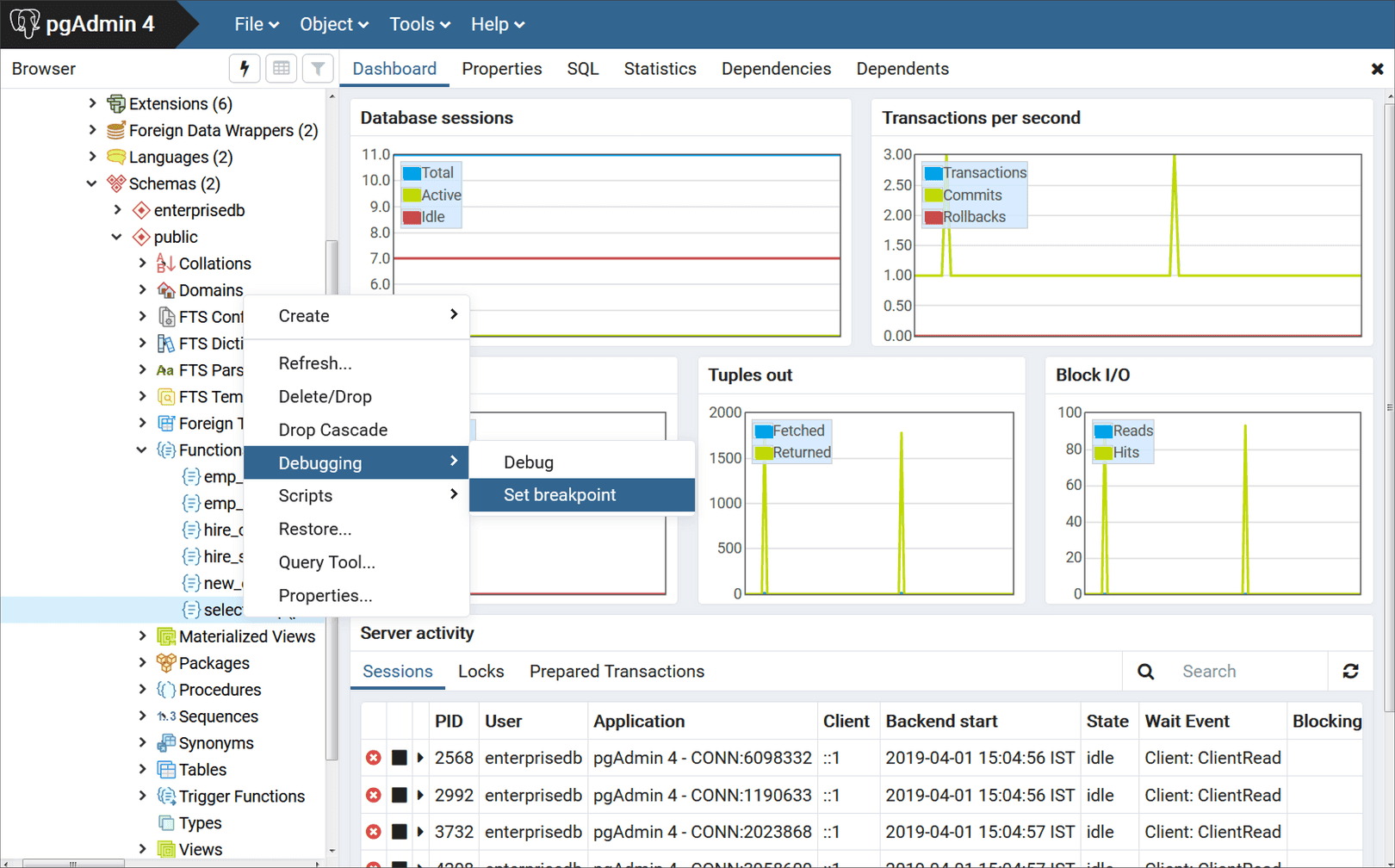 EDB Docs - EDB Postgres Advanced Server v17 - Running the debugger