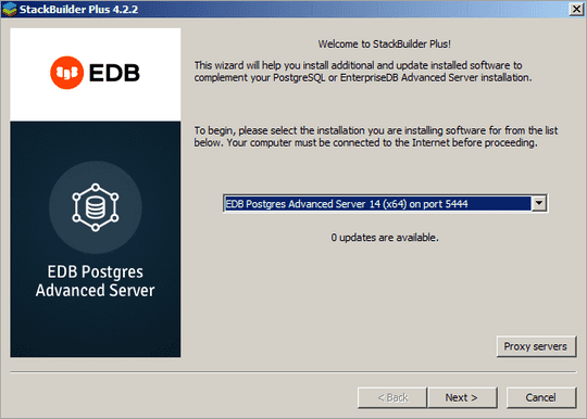 EDB Docs - EDB Postgres Advanced Server v15 - Using StackBuilder Plus to perform a minor version ...