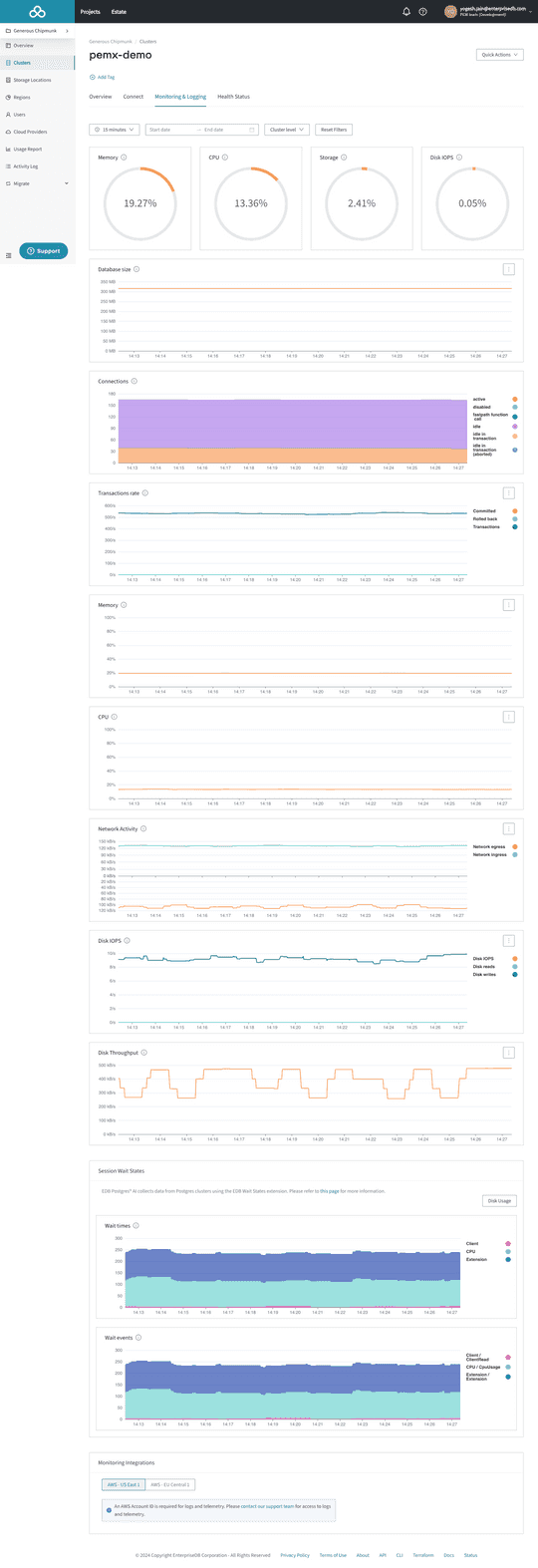 EDB Docs - Monitoring using Cloud Service Observability